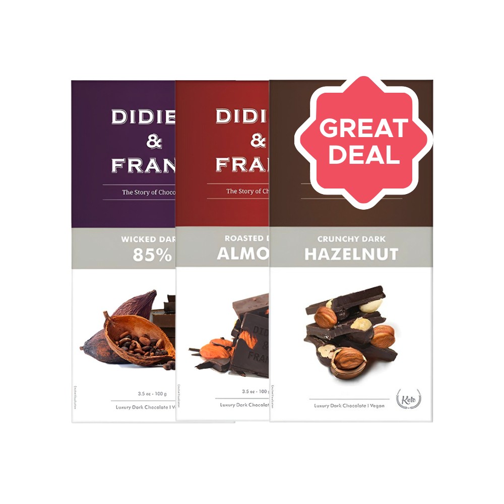 Didier & Frank Wicked 85% Dark Chocolate Bar + Crunchy Hazelnut Dark ...