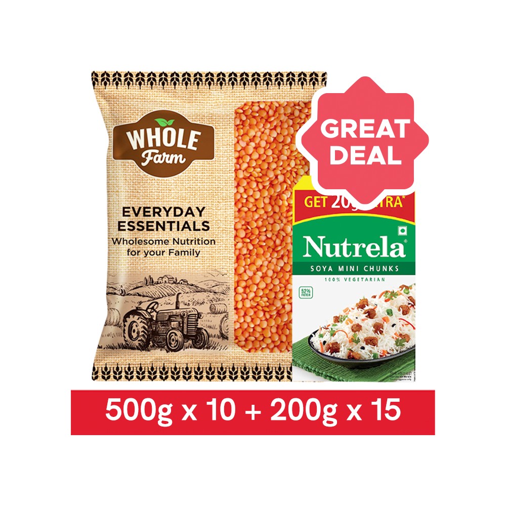Whole Farm Premium Malka Masoor Chatti (Small) x 10 + Nutrela Soya Mini ...
