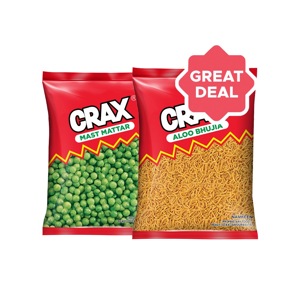 Crax Mast Mattar Namkeen + Aloo Bhujia Namkeen Combo Price - Buy Online ...