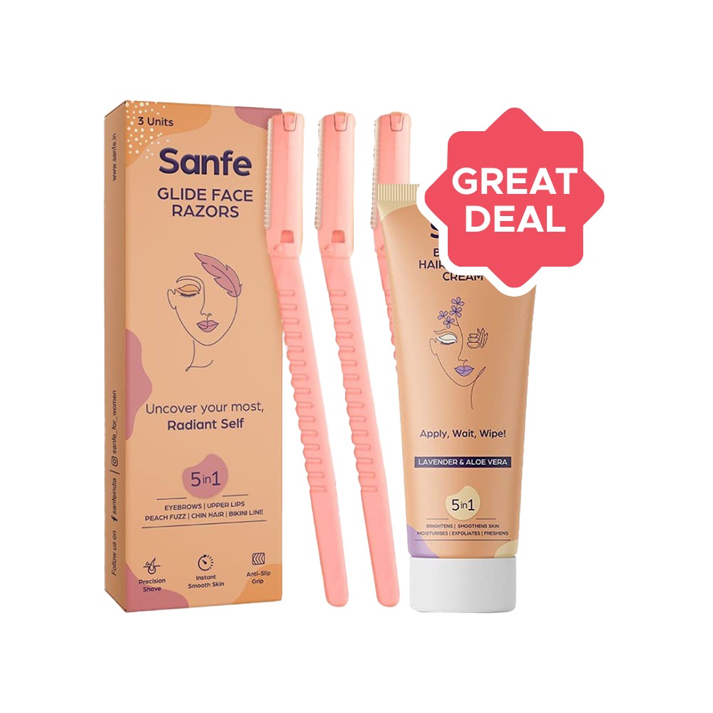 Sanfe Glide Face Razor + Bikini Line Lavender & Aloe Vera Hair Removal ...