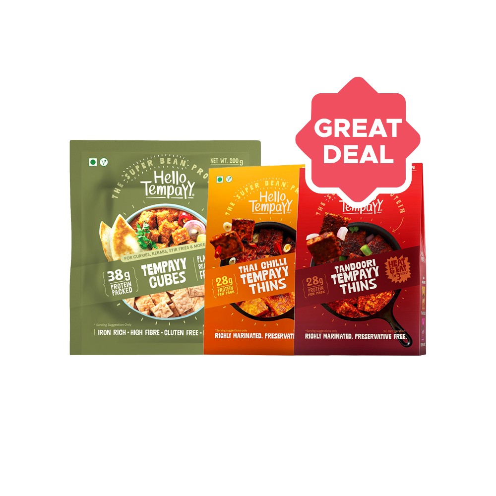 Hello Tempayy Soyabean Tempeh Cubes + Thai Chilli Tempeh Thins ...