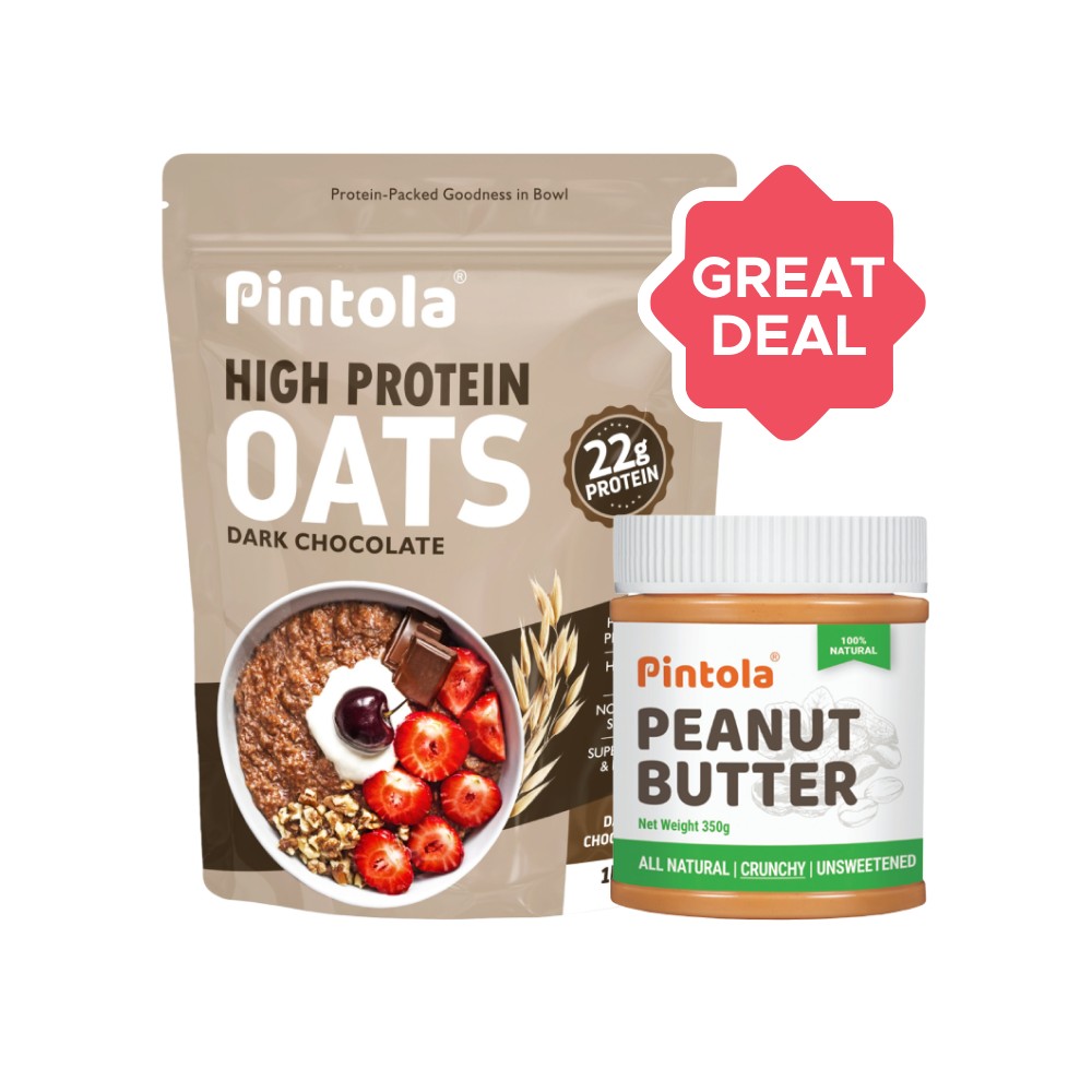 Pintola High Protein Oats (Dark Chocolate) + All Natural Crunchy Peanut ...
