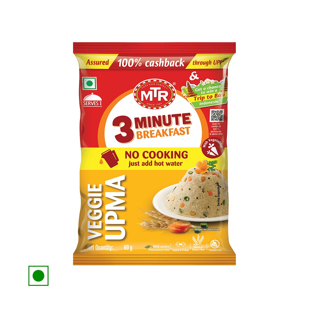 MTR 3 Minute Veggie Upma Breakfast Mix Price - Buy Online at ₹27 in India