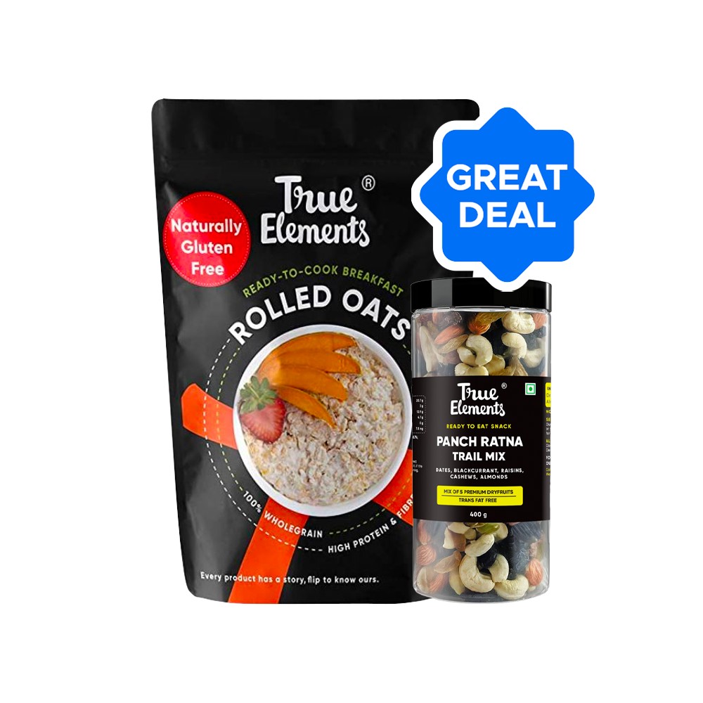 True Elements 100% Wholegrain Rolled Oats + Panchmeva (Dry Fruit ...