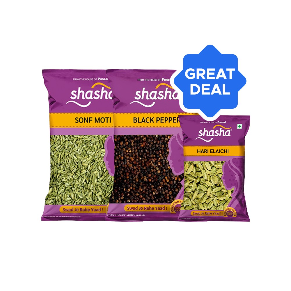 Shasha Moti Saunf Seeds (From the House of Pansari) + Whole Peppercorns ...