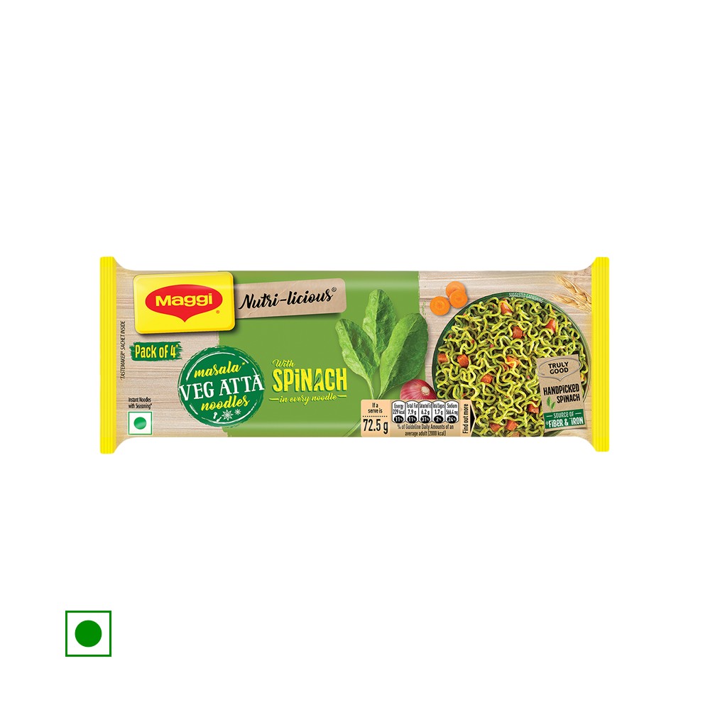 Maggi Nutri-licious Masala Veg Atta Instant Noodles with Spinach Price ...