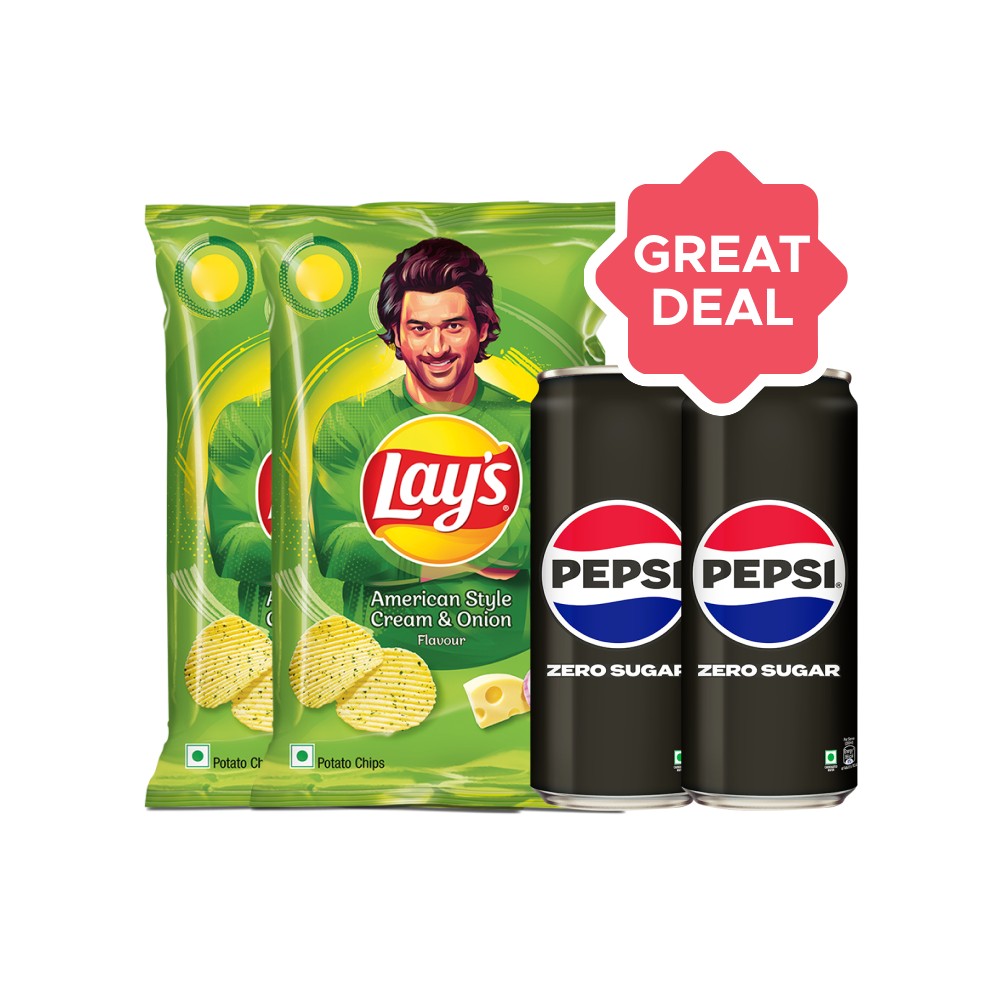 Pepsi Black Zero Sugar Diets & Lights x 2 + Lay's American Style Cream ...