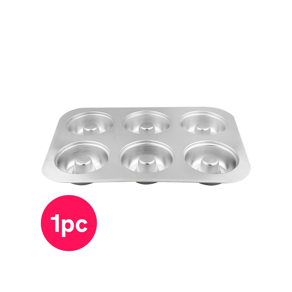 GHH Donut Bakeware Aluminum Tray Rectangular Shape 6 Cavity (Silver ...