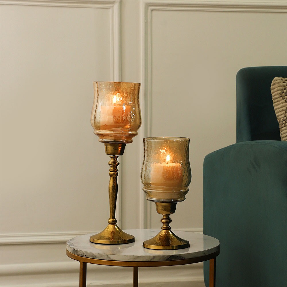 Hurricane Glass Candle Holder Set (Golden) by Sammsara Price - Buy ...