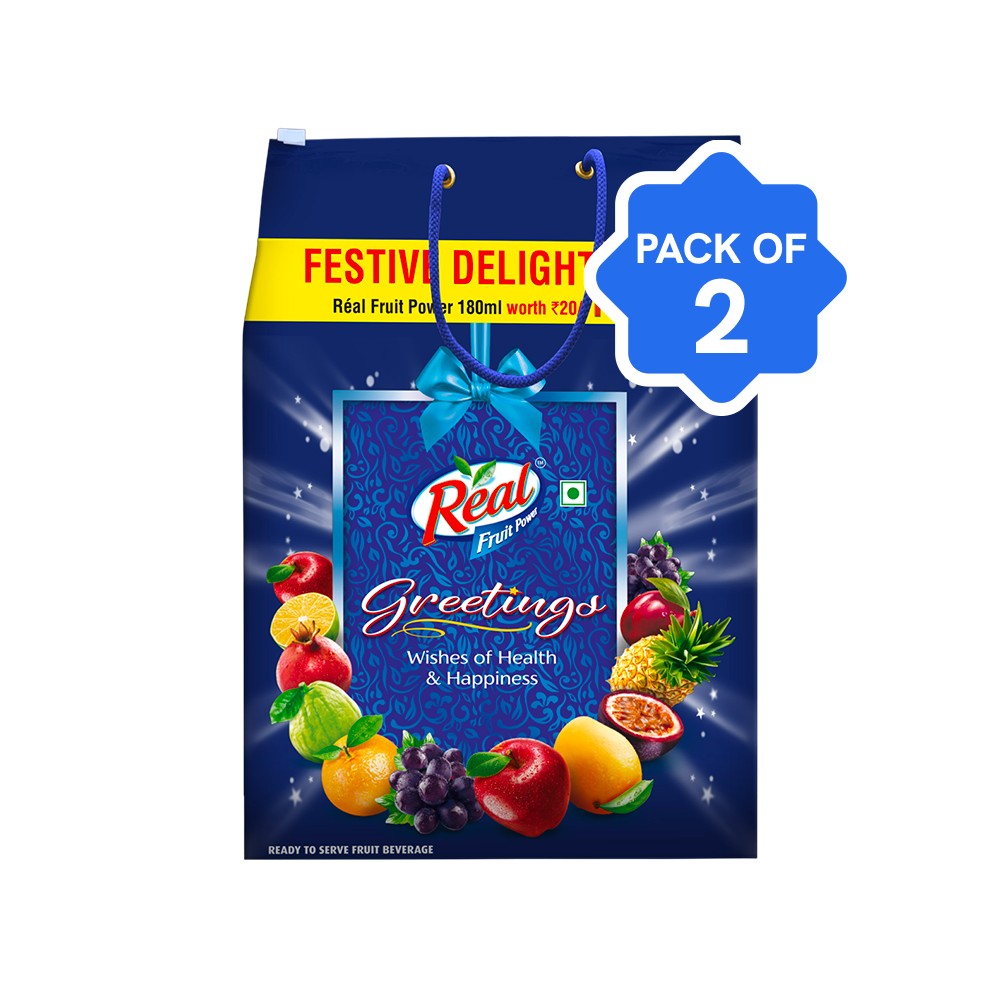 Real Greetings Festive Juice Gift Pack - Free Real Fruit Power 180 ml ...