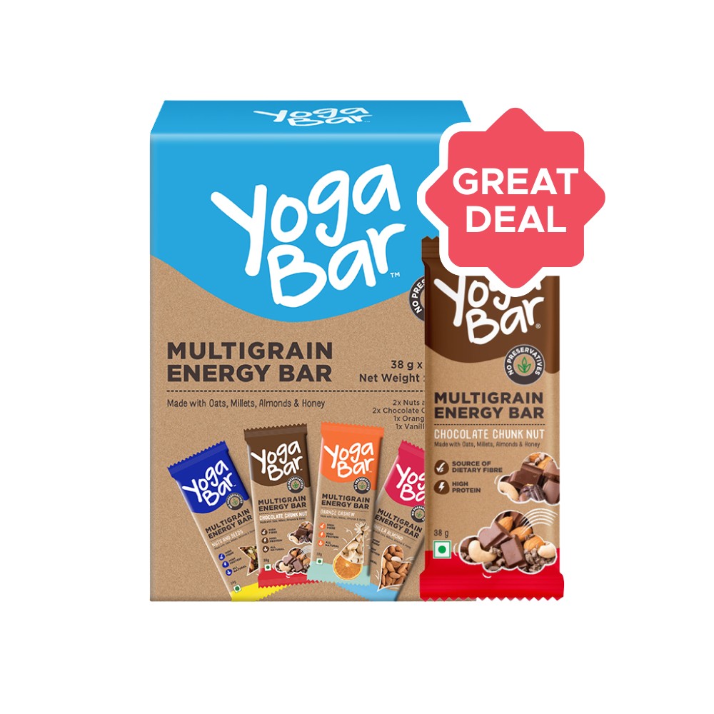 Yoga Bar Chocolate Chunk Nut Multigrain Protein Bar (35 g) + Multigrain ...