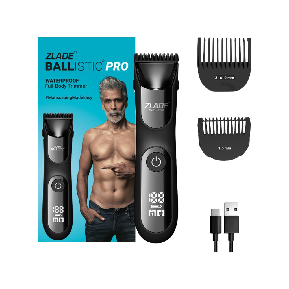 Zlade Ballistic Pro Waterproof Male Body Trimmer with Ceramic Blades ...