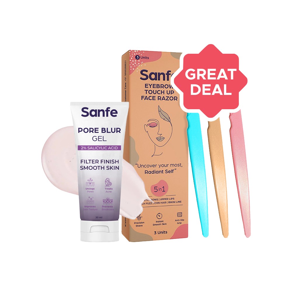 Sanfe Pore Blur Gel Primer + Reusable Eyebrow Touch Up Face Razor Combo ...