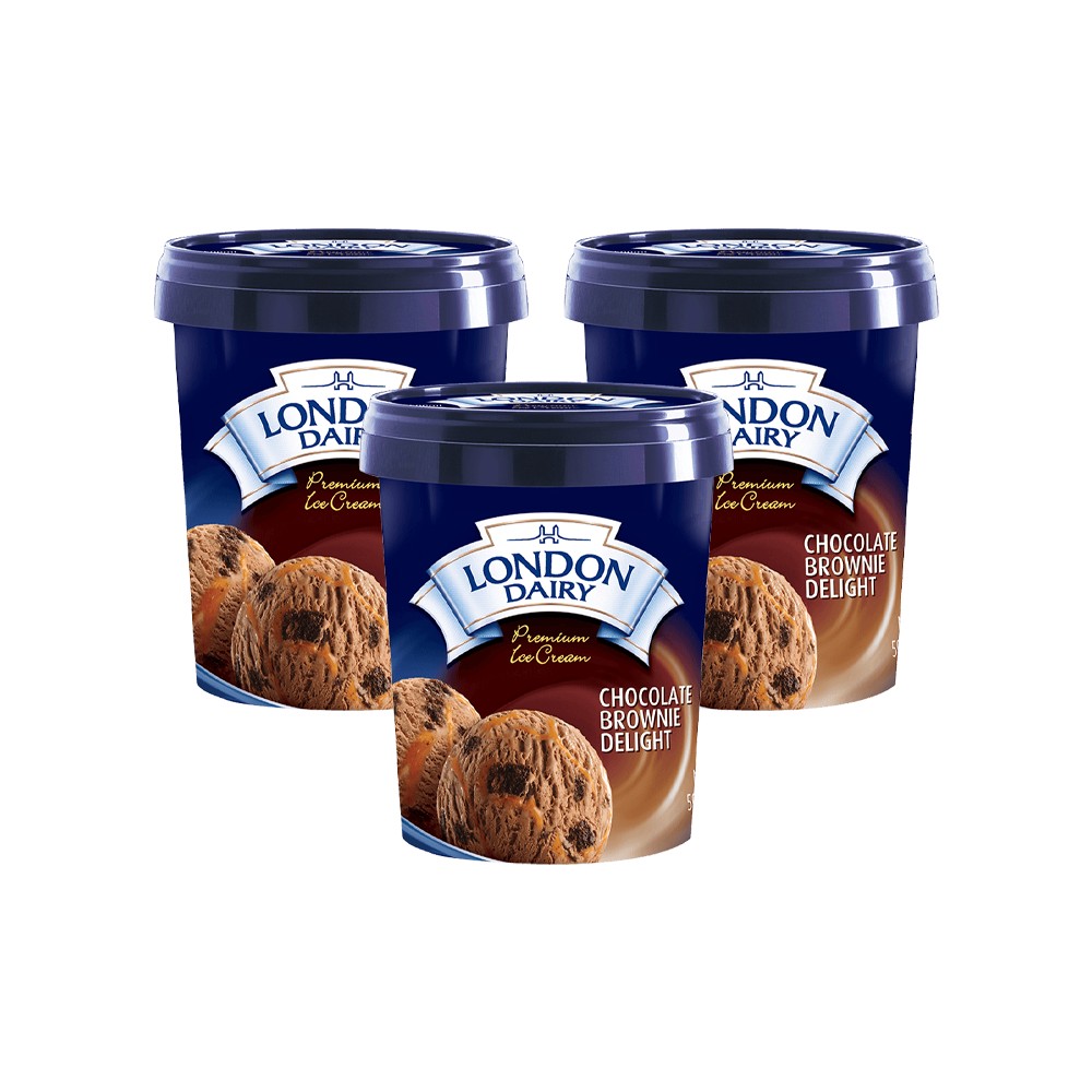 London Dairy Chocolate Brownie Delight Ice Cream Tub - Pack of 3 Price ...