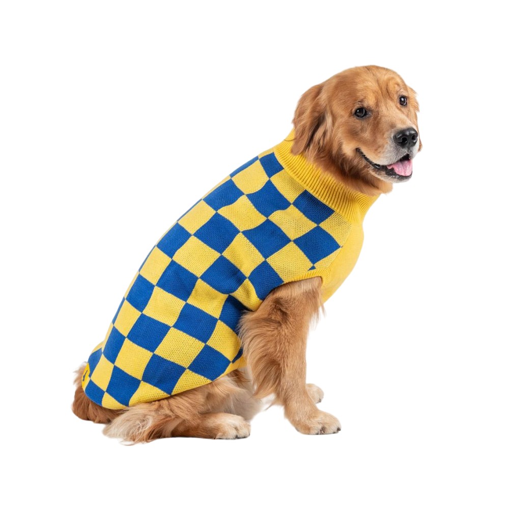 HUFT Sunny Checks Acrylic Dog Sweater (Yellow & Blue) Price - Buy ...