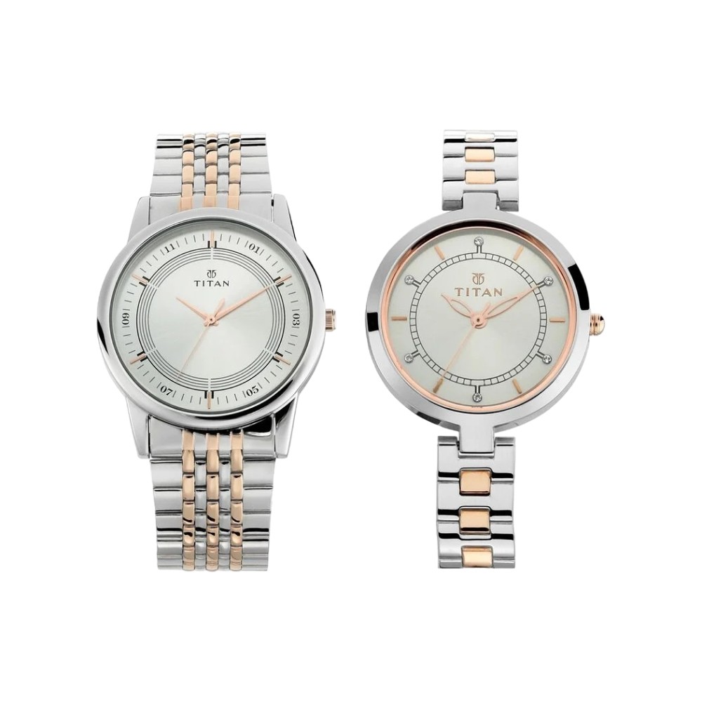 Titan Bandhan Quartz Analog Couple Watch (Quartz, Two Toned, Stainless ...