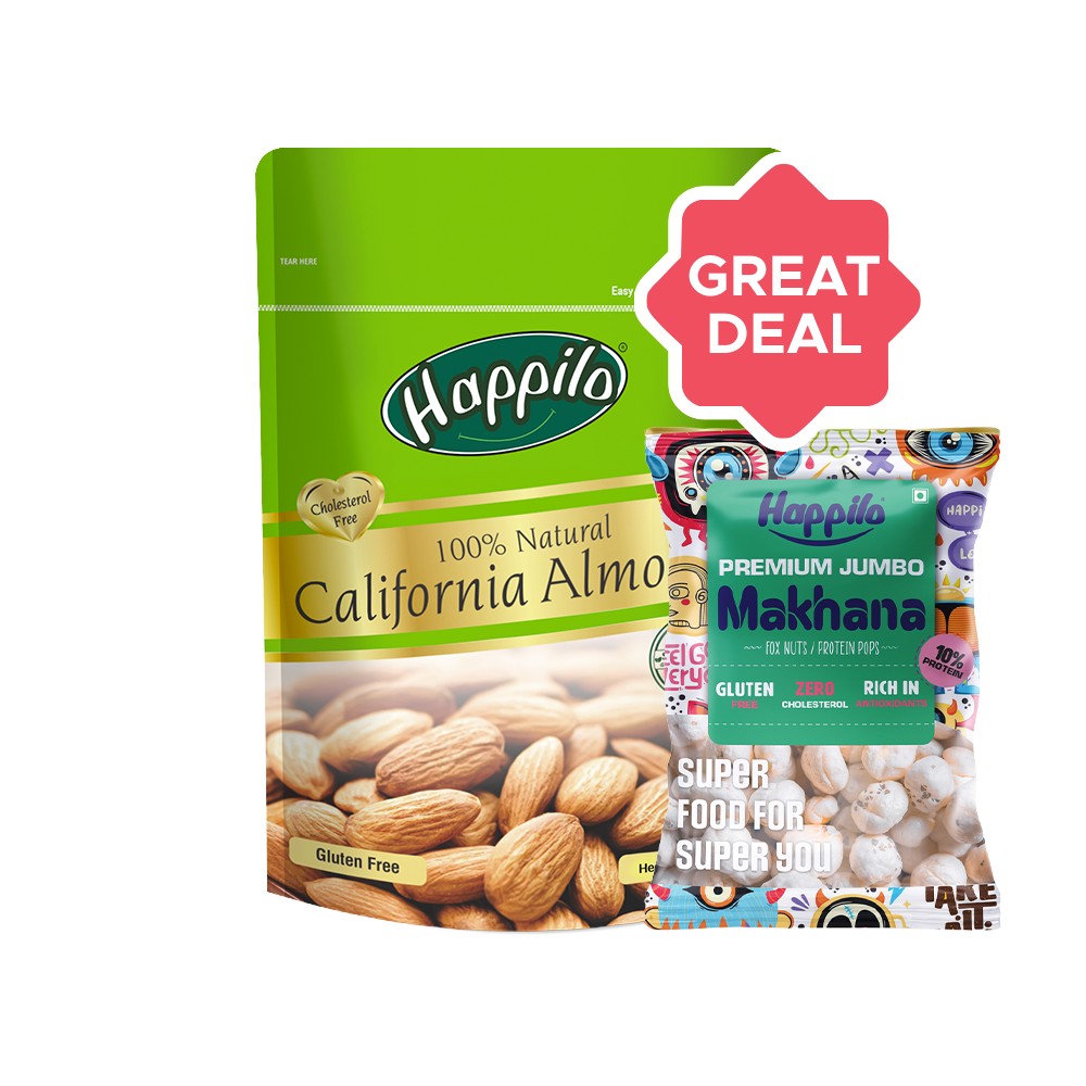 Happilo Premium Natural Californian Almonds + Premium Jumbo Phool ...