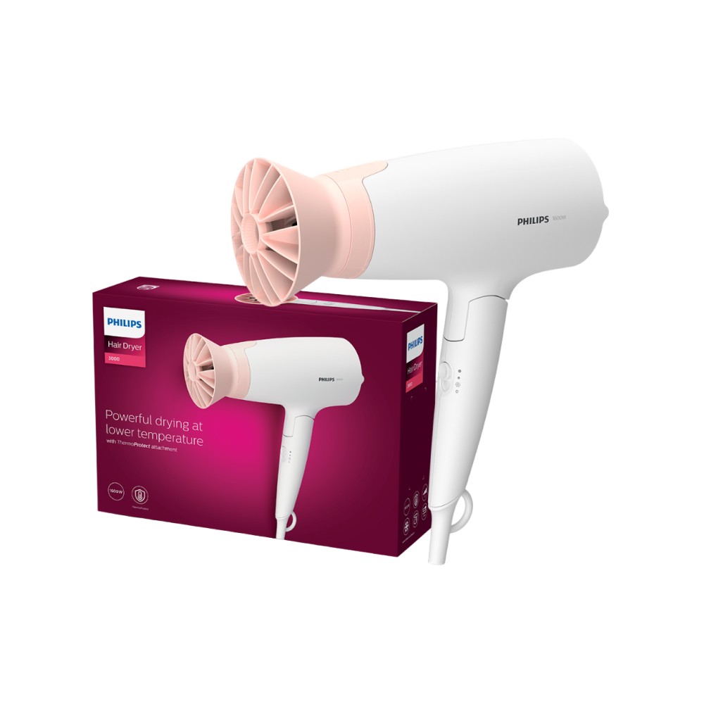 Philips Thermoprotect Compact Hair Dryer (White, 1600W, BHD308) Price ...