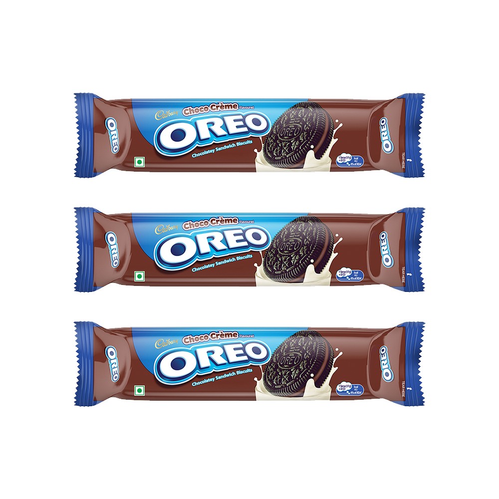 Cadbury Oreo Chocolate Flavour Sandwich Cream Biscuits - Pack of 3 ...