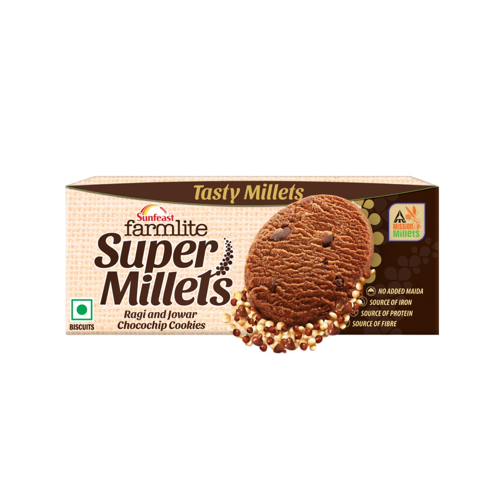 Sunfeast Farmlite Super Millets Ragi and Jowar Chocochip Cookies Price ...