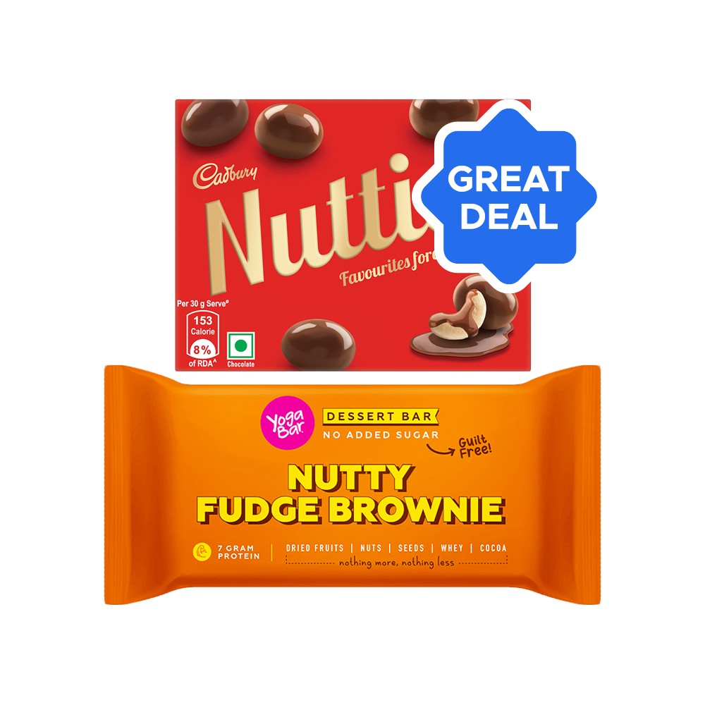 Yoga Bar Nutty Fudge Brownie Protein Bar + Cadbury Nutties Chocolate ...