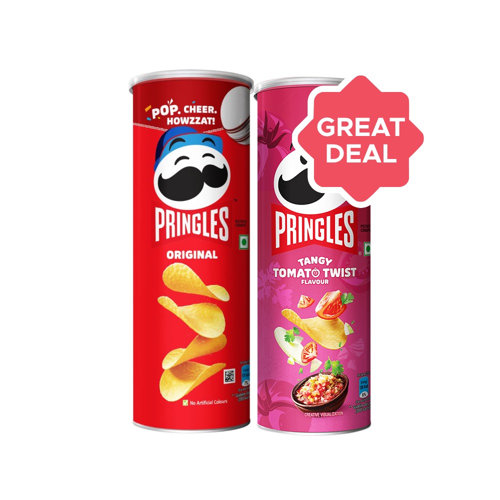 Pringles Original Potato Chips + Tangy Tomato Twist Potato Chips Combo ...