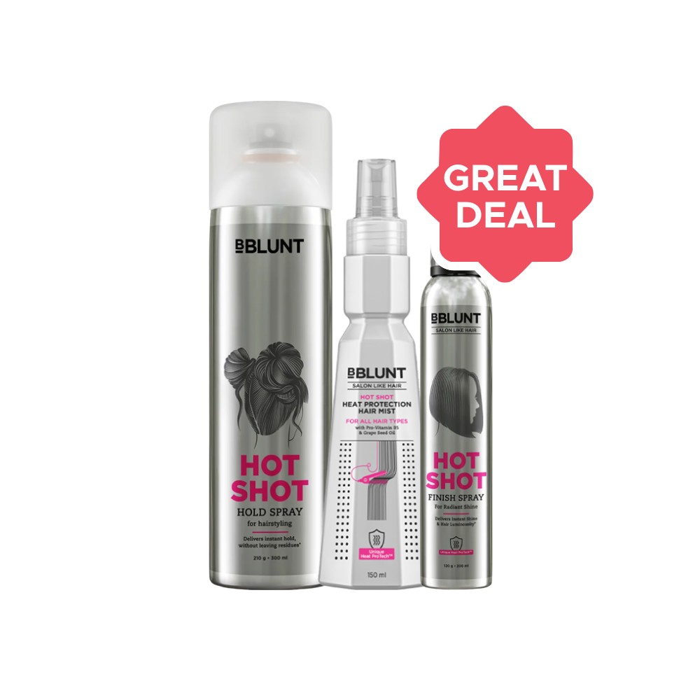 BBlunt Hot Shot Heat Protection Hair Mist + Hot Shot Finish Hair Spray ...