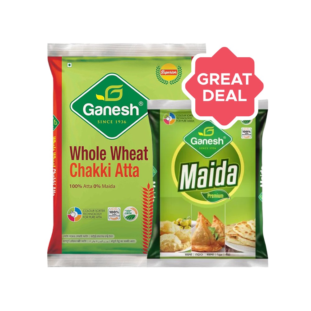 Ganesh Staples Ganesh Whole Wheat Chakki Atta + Ganesh Maida Combo ...