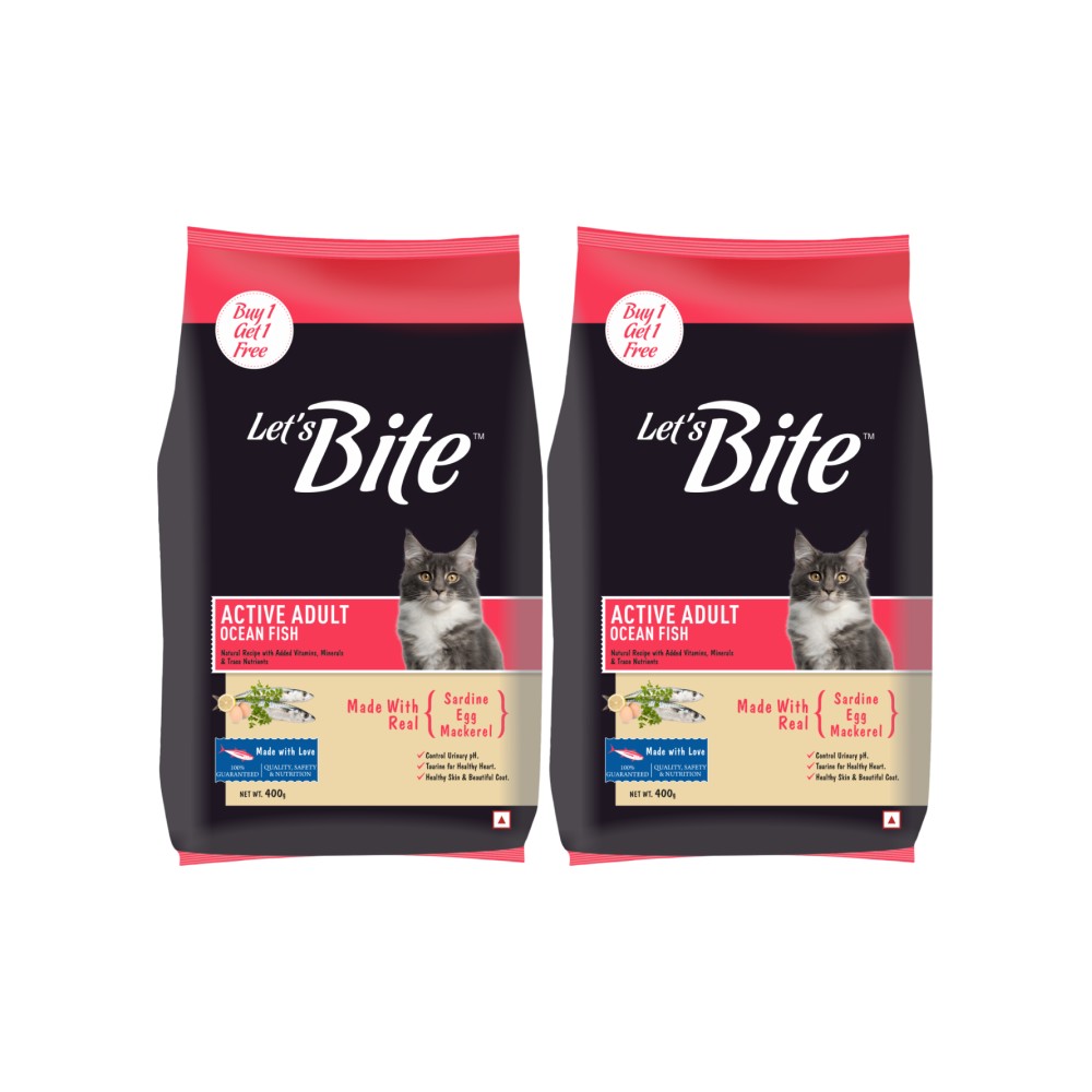 Let's Bite Active Adult Ocean Fish Dry Cat Food - Buy 1 Get 1 Free ...