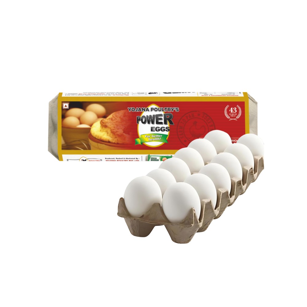 Yojana Poultry Power White Eggs - 12 pcs Price - Buy Online at Best ...