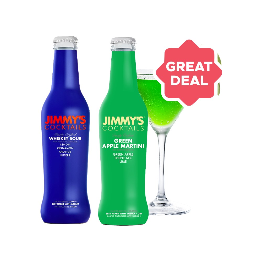 Jimmy's Cocktails Green Apple Martini Cocktail Mix x 2 + Whiskey Sour ...