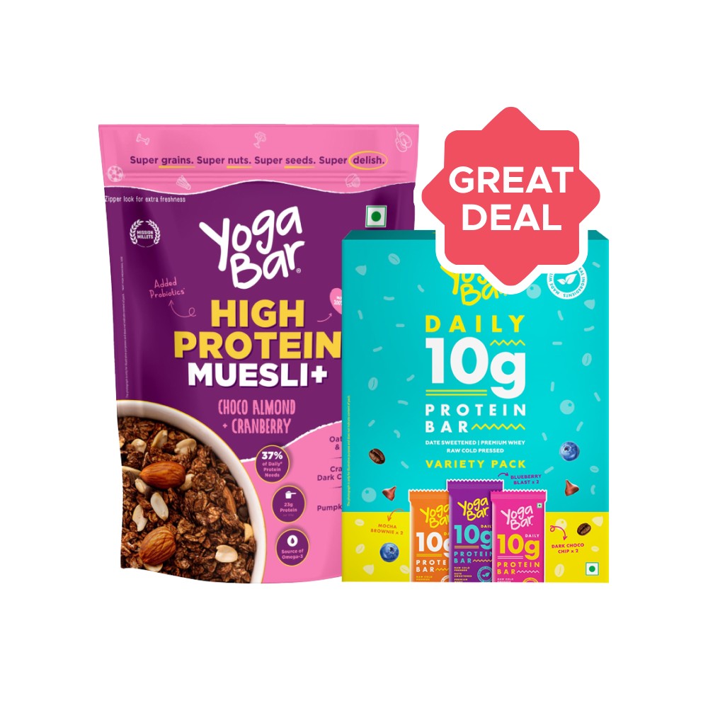 Yoga Bar High Protein Muesli (Choco Almond & Cranberry) with Probiotics ...