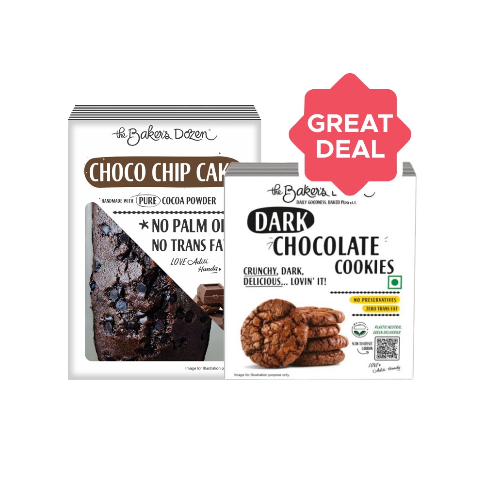 The Baker's Dozen Dark Chocolate Cookies + Chocolate Chip Cake Combo ...