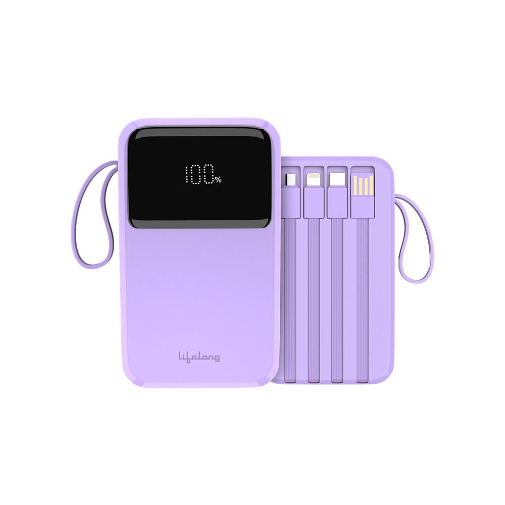Lifelong Compact 20000 mAh Power Bank (With Multi Cable Support, Purple ...