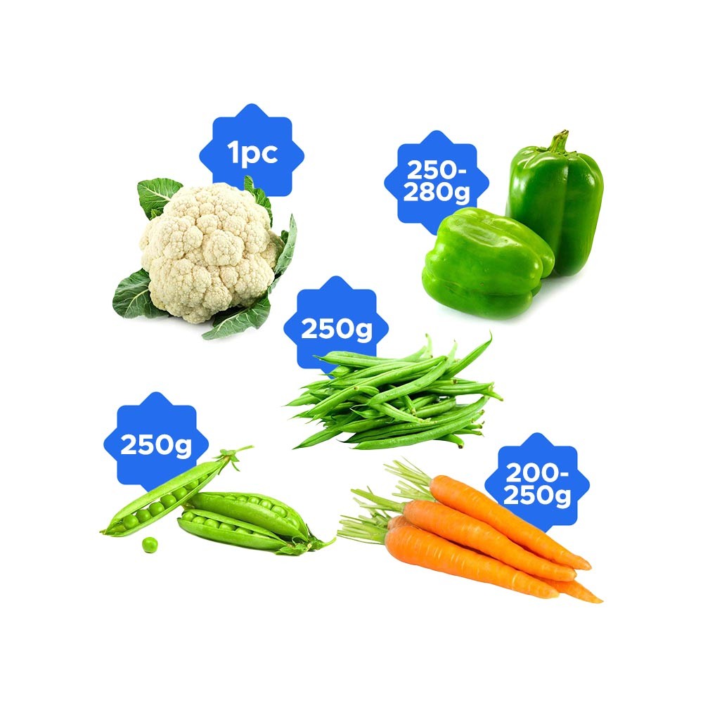 Combo of 5 - Green Peas 250 g + French Beans 250 g + Orange Carrot 200 ...