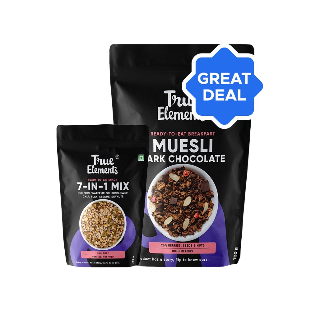 True Elements 7 in 1 Roasted Seeds Mix + Dark Chocolate Muesli -26% ...