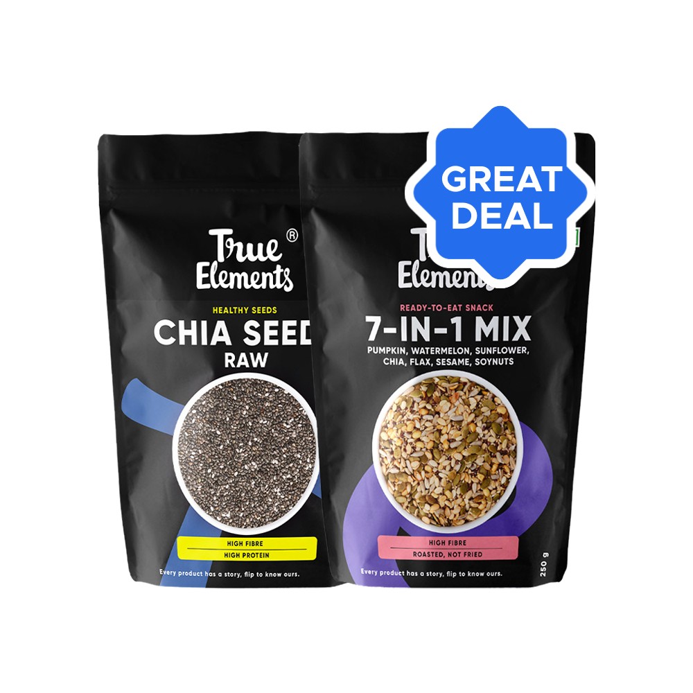 True Elements 7 in 1 Roasted Seeds Mix + Premium Chia Seeds Combo Price ...