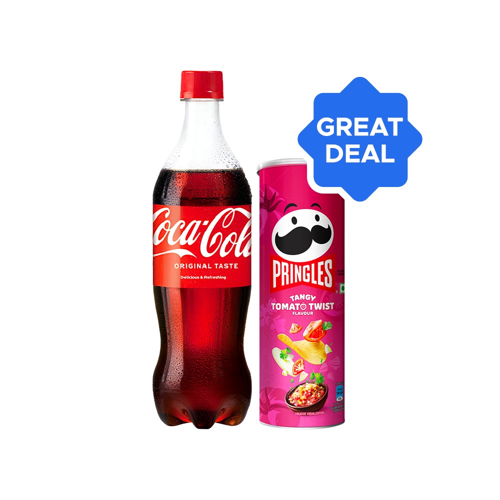 Pringles Tangy Tomato Twist Potato Chips + Coca-Cola Cola Soft Drink ...