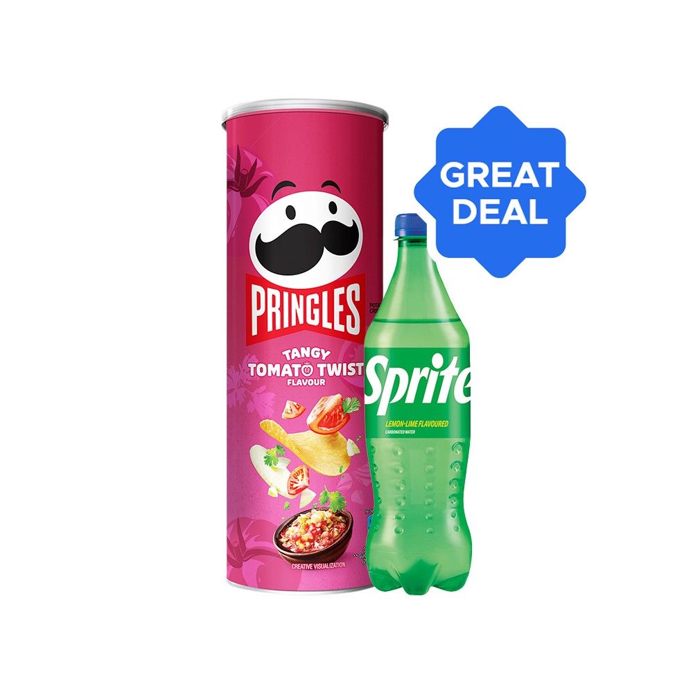 Pringles Tangy Tomato Twist Potato Chips + Sprite Lime Flavored Lime ...