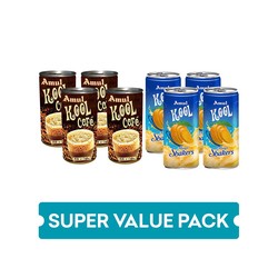 Amul Kool Cafe Milk 'n' Coffee Flavoured Milk (Can) + Kool Mango Milk ...