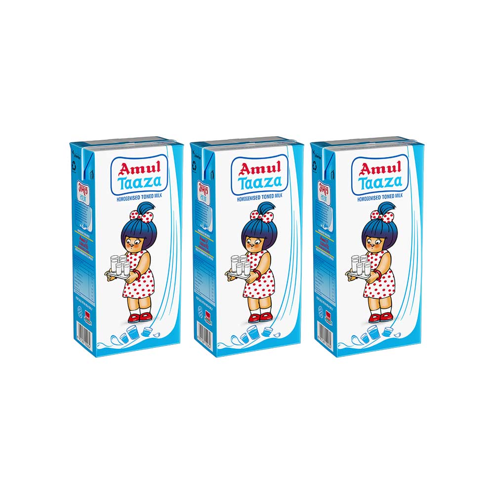 Amul Taaza Homogenised Toned Milk - Pack of 3 Price - Buy Online at ...