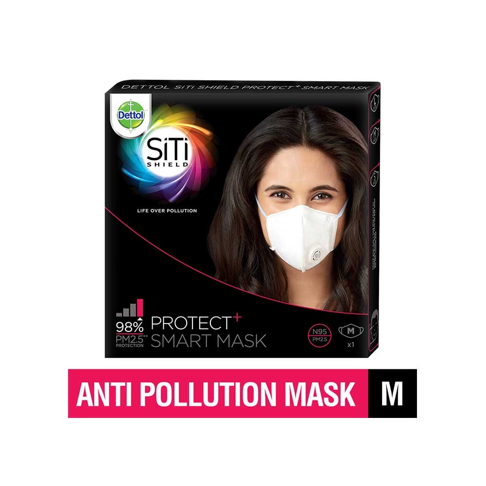Dettol Siti Shield Anti Pollution Protect Smart Mask (Medium) - Pack of ...