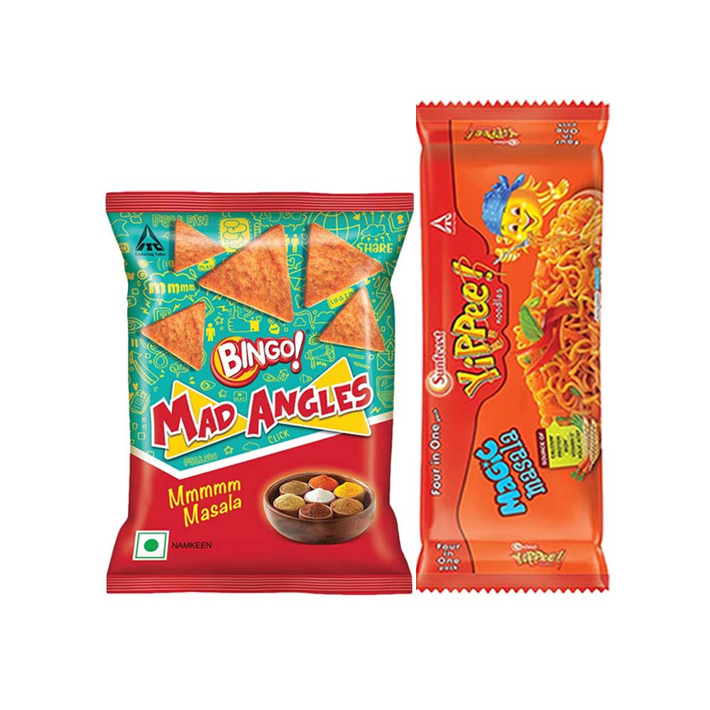 Bingo Mad Angles Masala Madness Chips + Sunfeast Yippee Magic Masala ...