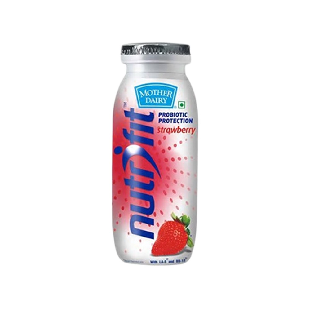 Mother Dairy Nutri Fit Probiotic Drink Strawberry Lassi - Pack of 4 ...