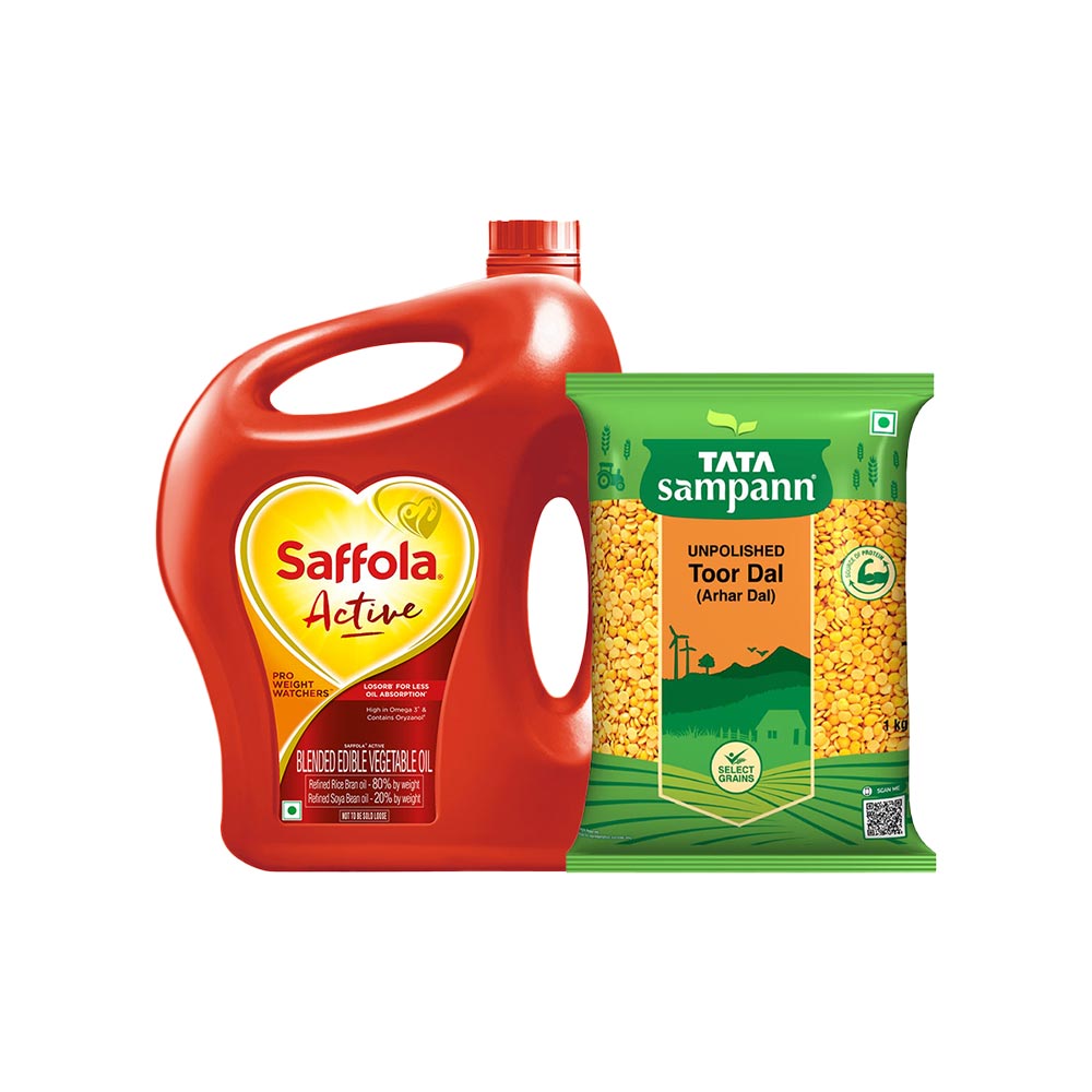 Tata Sampann Unpolished Toor Dal/Toor Dal + Saffola Active Pro Weight ...