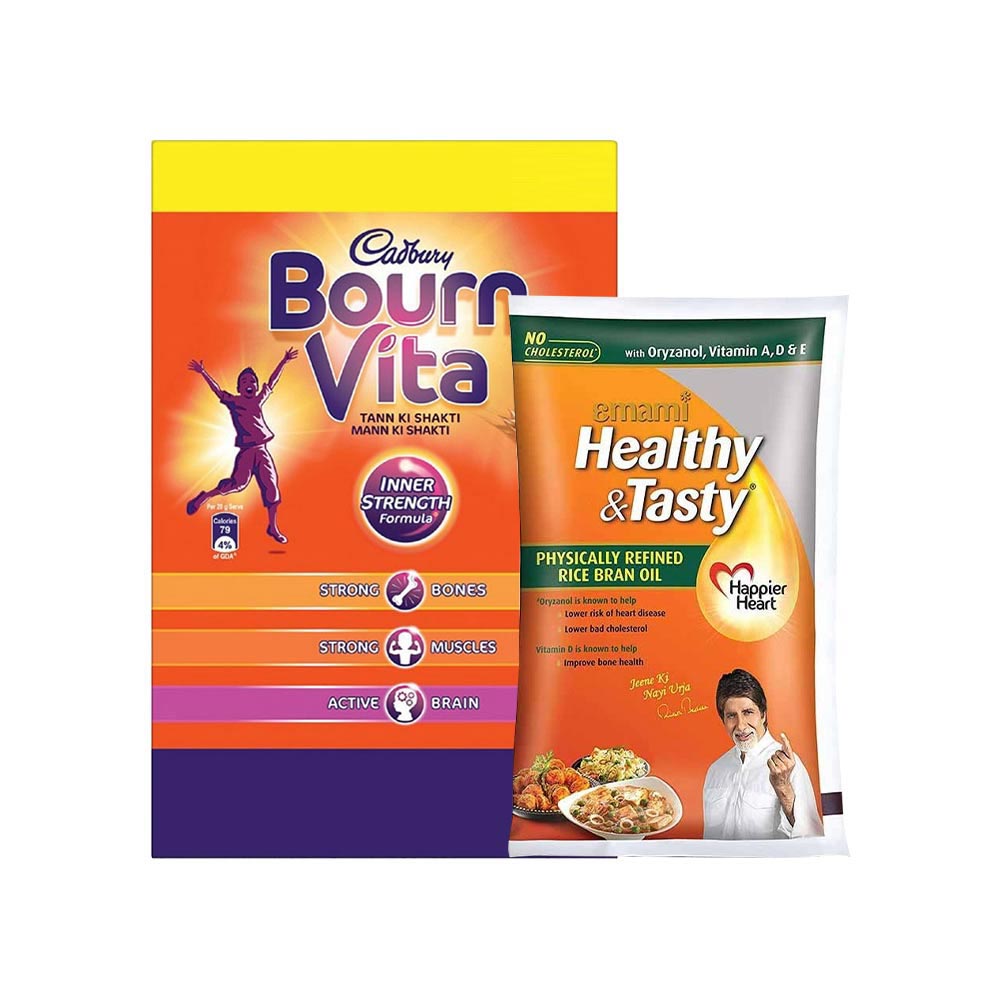 Bournvita Chocolate Drink Mix (Carton Pack) + Emami Healthy & Tasty ...