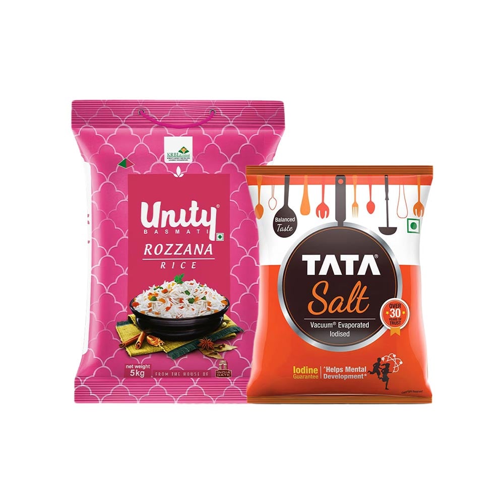 Unity Rozzana Basmati Rice (From The House Of India Gate) + Tata Salt ...