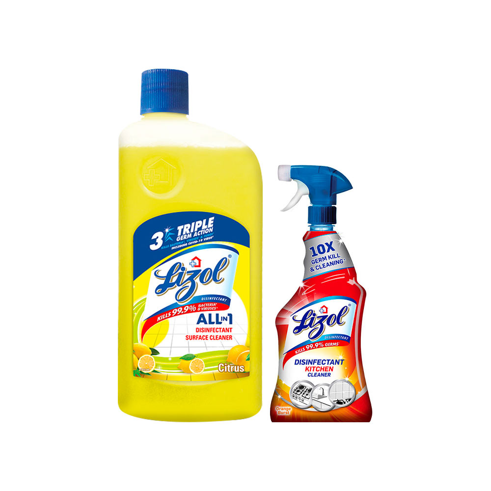 Lizol Disinfectant Kitchen Cleaner (Orange Burst) + Disinfectant ...