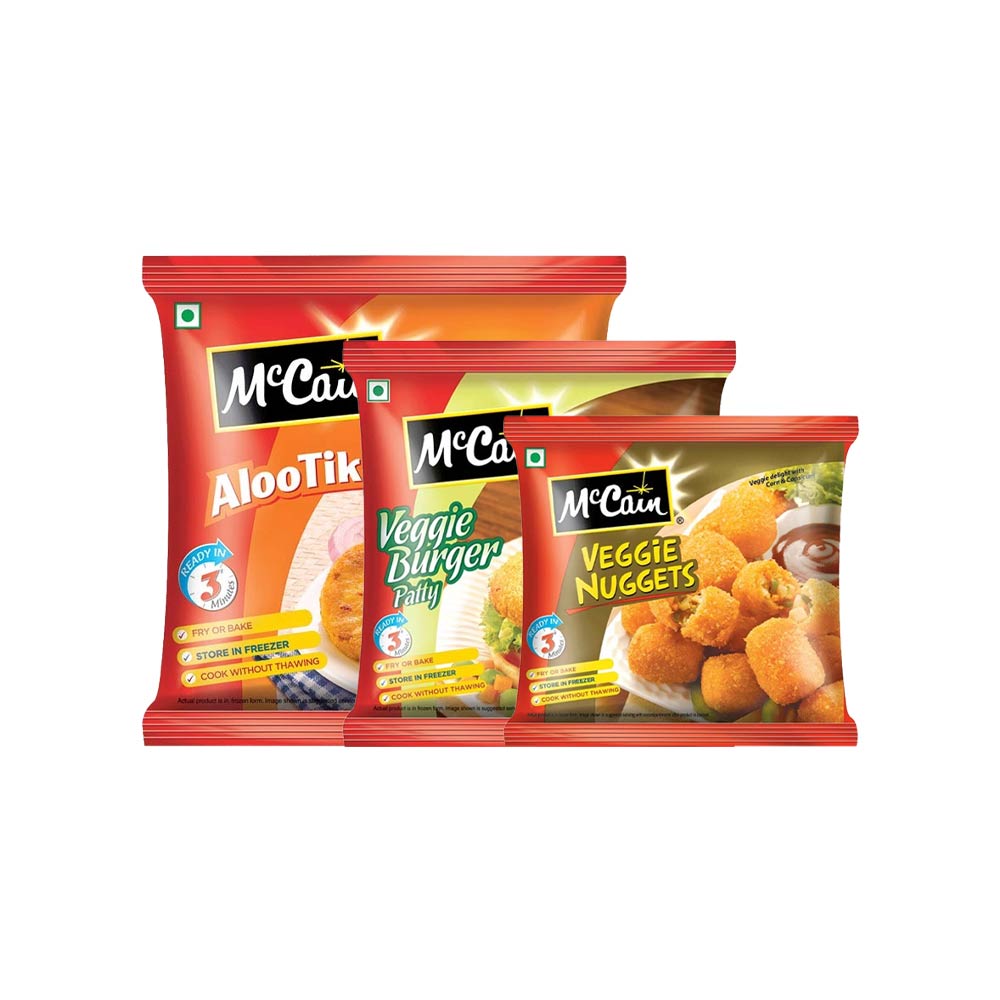 McCain Veg Burger Patty (Frozen) + Veggie Nuggets (Frozen) + Aloo Tikki ...