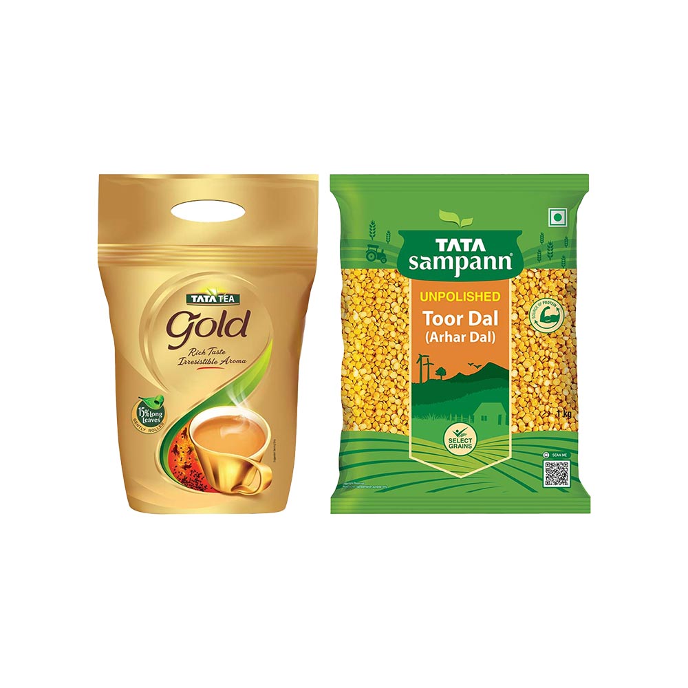 Tata Tea Gold Tea + Tata Sampann Unpolished Toor Dal/Toor Dal Combo ...